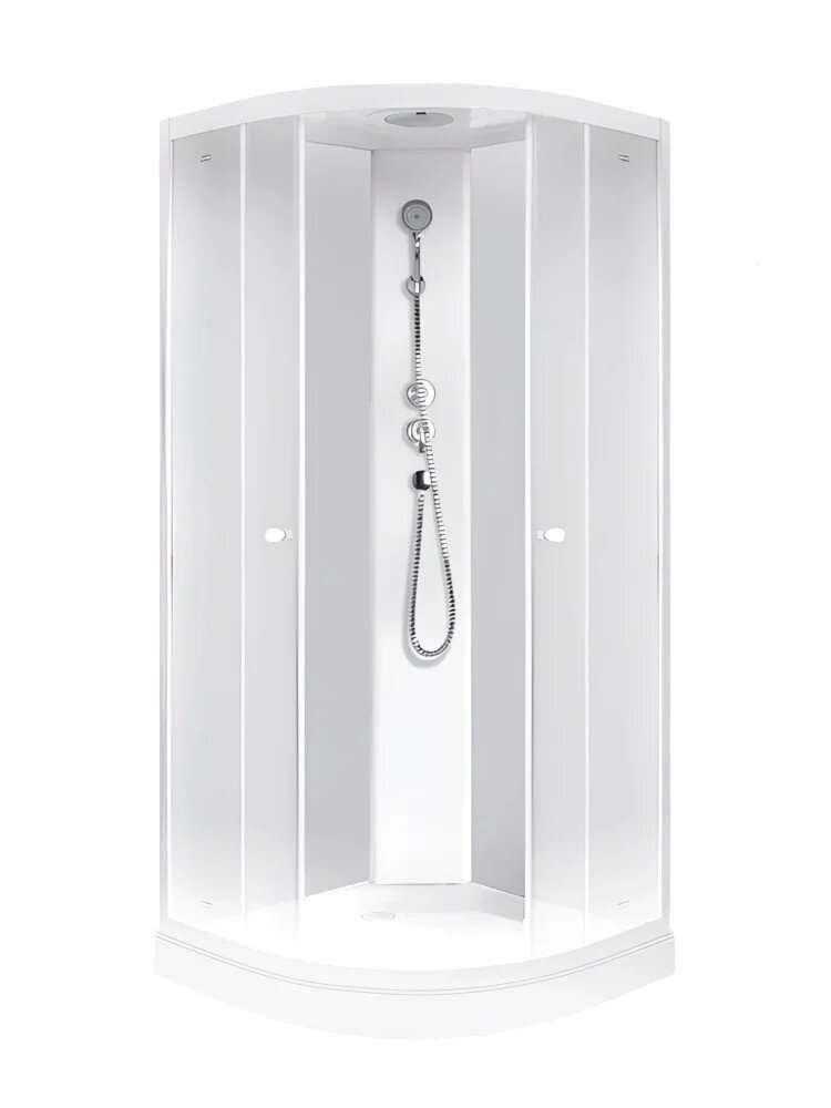 Душевая кабина Parly Tomorrow EF931 низкий поддон, стеклянная, 90x90, закрытая (с крышей), с матовым стеклом, без гидромассажа, с белым профилем, с функцией тропический душ