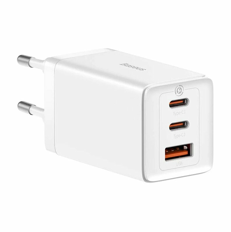 Сетевое зарядное устройство Baseus GaN5 Pro Fast Charger 2C+U 65W, White (CCGP120202)