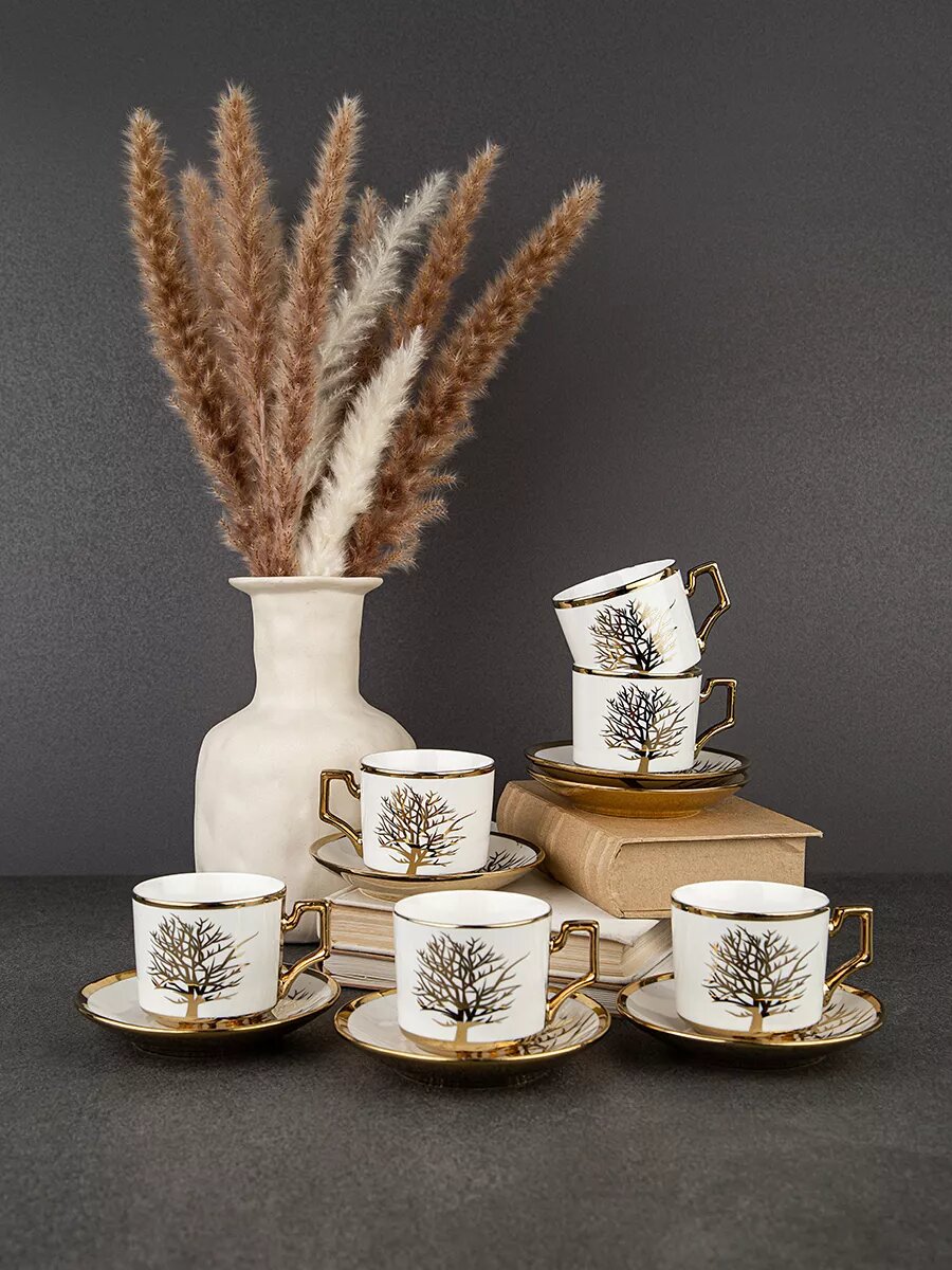 Кофейный сервиз DB Homme, фарфор, керамика, 6 предметов, цвет бежевый