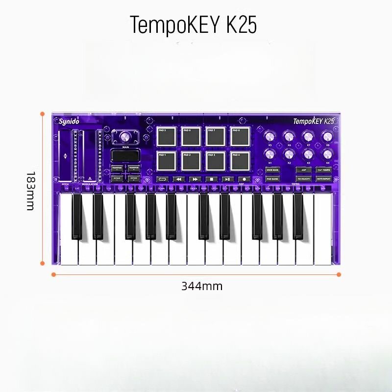 Synido Tempo KEY K25 портативная midi-клавиатура с 25-клавишным музыкальным контроллером