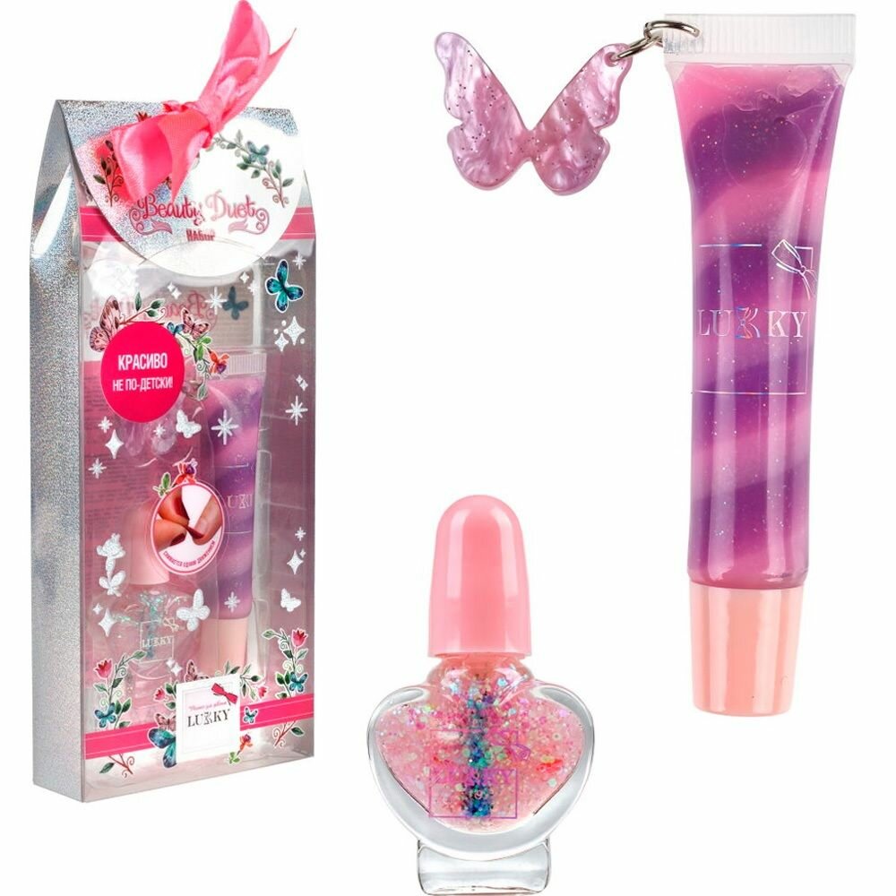 Набор косметики для девочки Beauty Duet Блеск д. губ и лак д. ногтей, цв. розовый Т24417