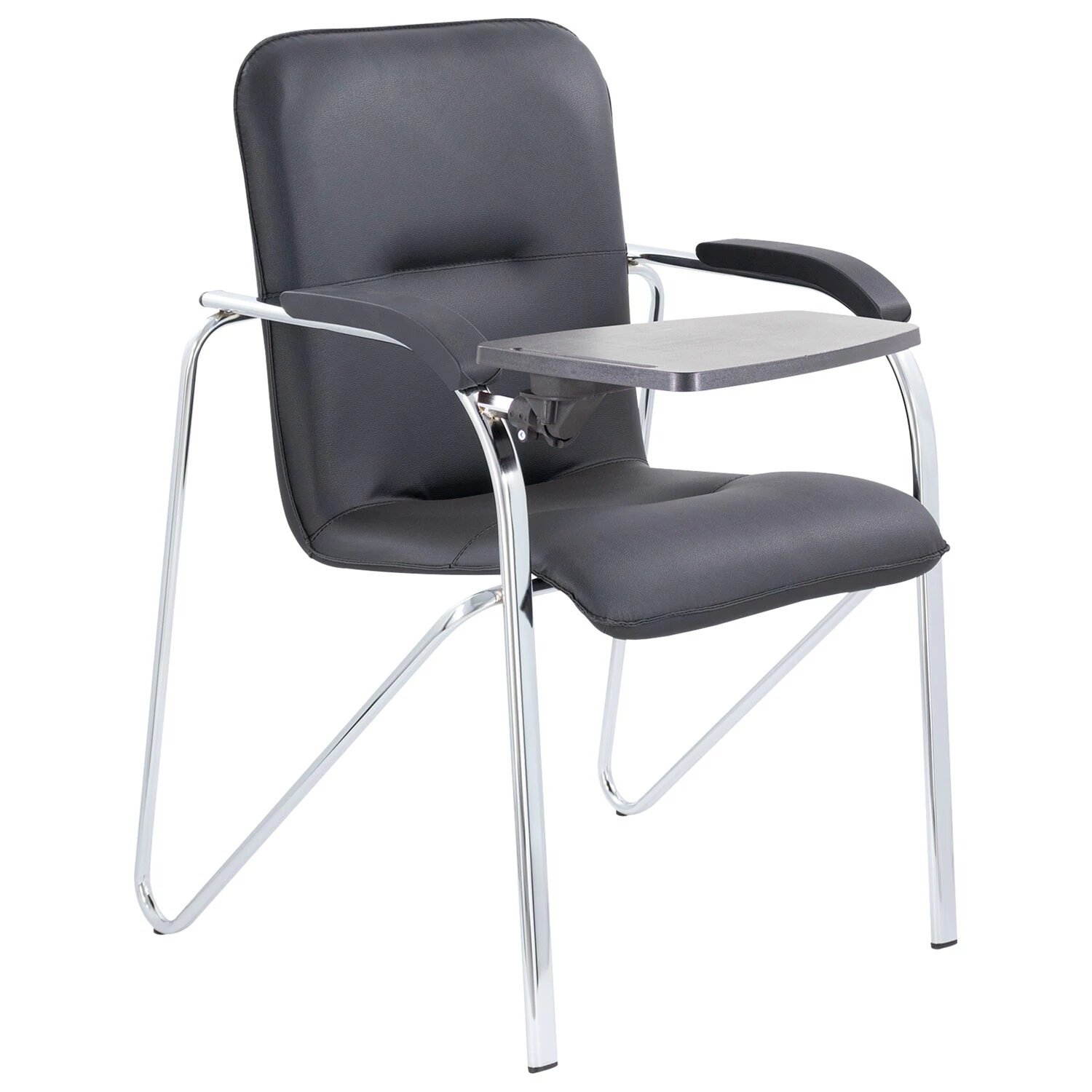 Кресло со столом BRABIX "Samba CF-108 BOX-2", хром каркас, кожзам черный, разобрано, 533218, 2шт.