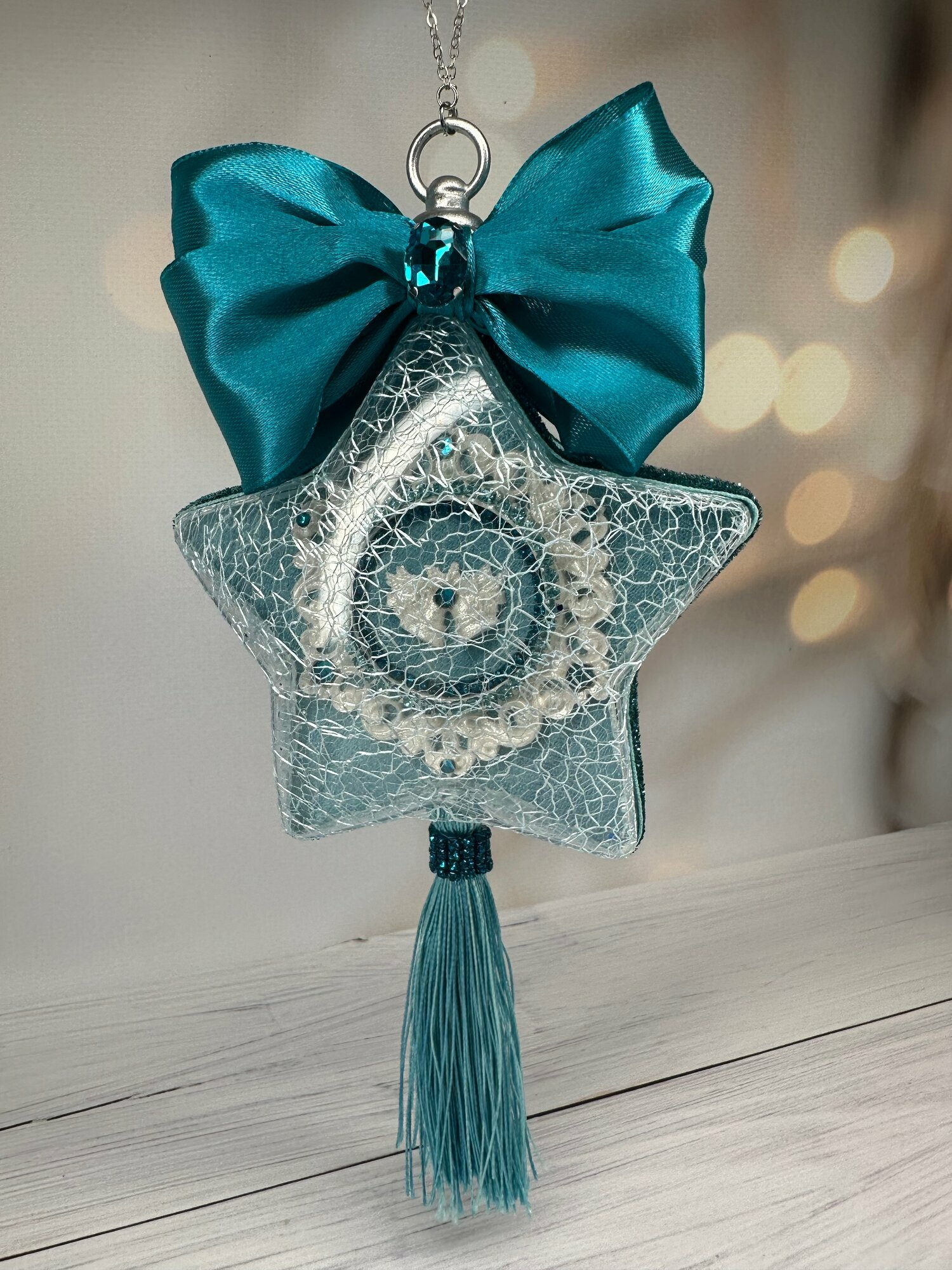 Елочная игрушка «Бирюзовая звезда». Подарок на Новый год. Подарок на Тайного Санту