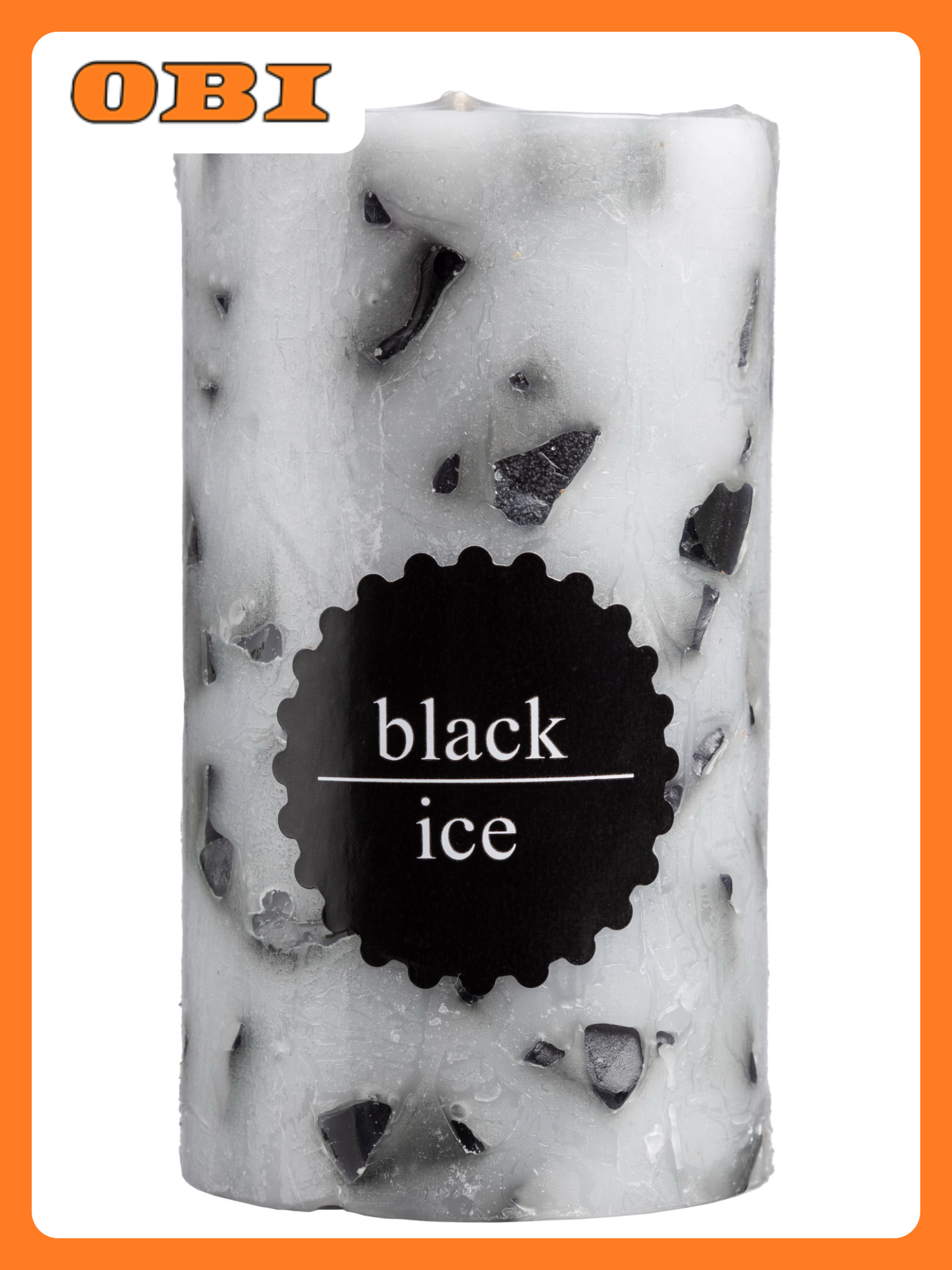 Свеча Home Interiors "Меланж Черный лед", цилиндрическая, 7x13 см