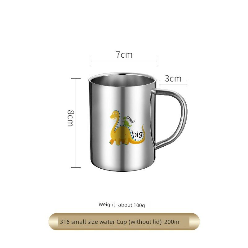 Детская кружка из нержавеющей стали 316, 200 мл, с двойными стенками, с рисунками и надписями, для детского сада, для