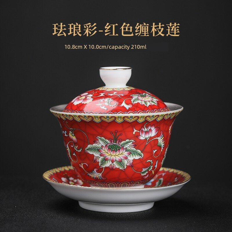 Эмалированная чашка с винным красным маком узором керамический чайник для ценителей чая