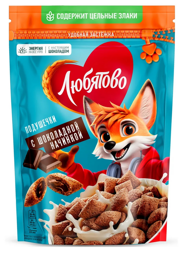 Любятово Подушечки с шоколадной начинкой, 220 г