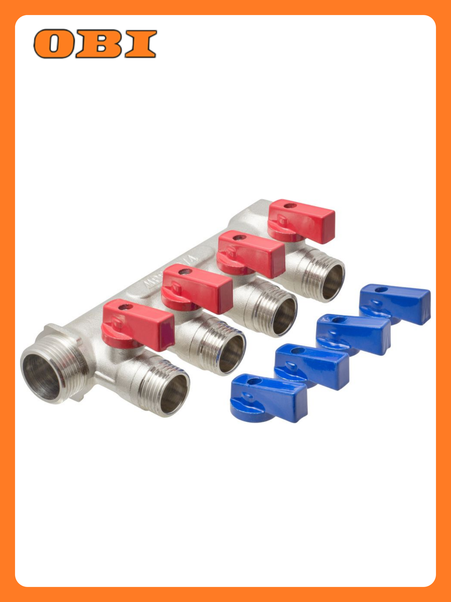 Коллектор 3/4" в/н с отсекающими кранами на 4 выхода 1/2" н, под евроконус MPF