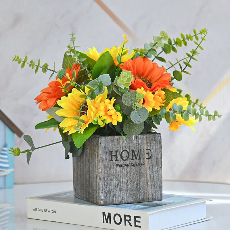 Искусственные цветы для забора, декоративные растения в горшках, цветочные композиции, украшения для подоконника