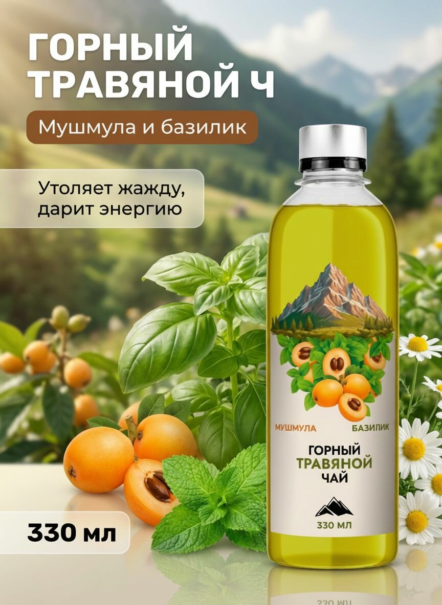 Горный травяной чай Мушмула и базилик, 330 мл