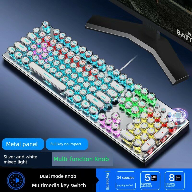 Набор в стиле стимпанк: механическая клавиатура, мышь и гарнитура, зеленая ось, для настольного компьютера, игр,