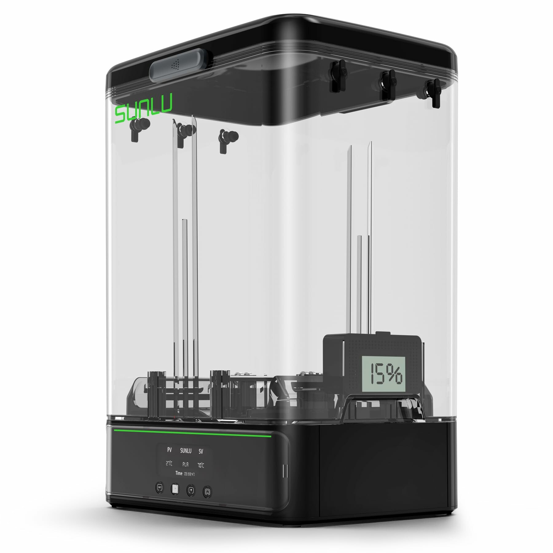 3D-принтер. SUNLU Умная сушилка и бокс для хранения филамента SP2, 2 катушки, Контроль влажности, Циркуляция воздуха, черный