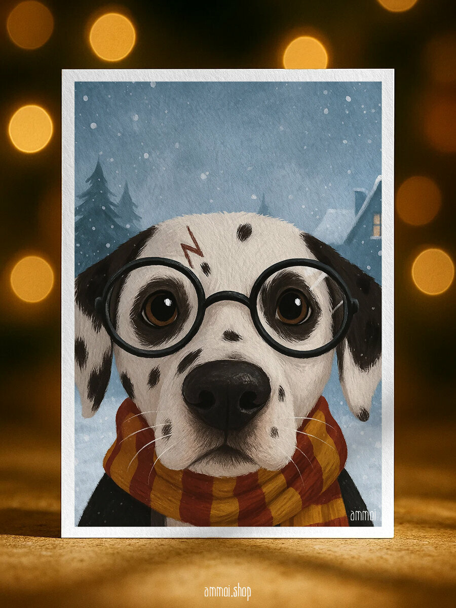 Открытка любителю кино 2026 «Далматинец — Далматин — Гарри Поттер (Harry Potter)» (А6) с конвертом, дизайнерская бумага