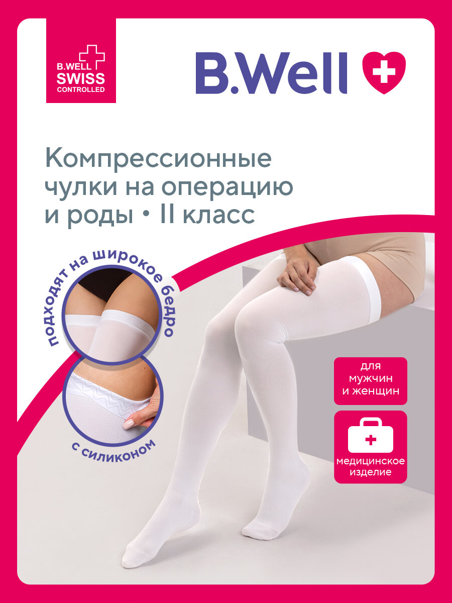 Компрессионные чулки 2 класса антиэмболические для операций и родов госпитальные от варикоза JW-224