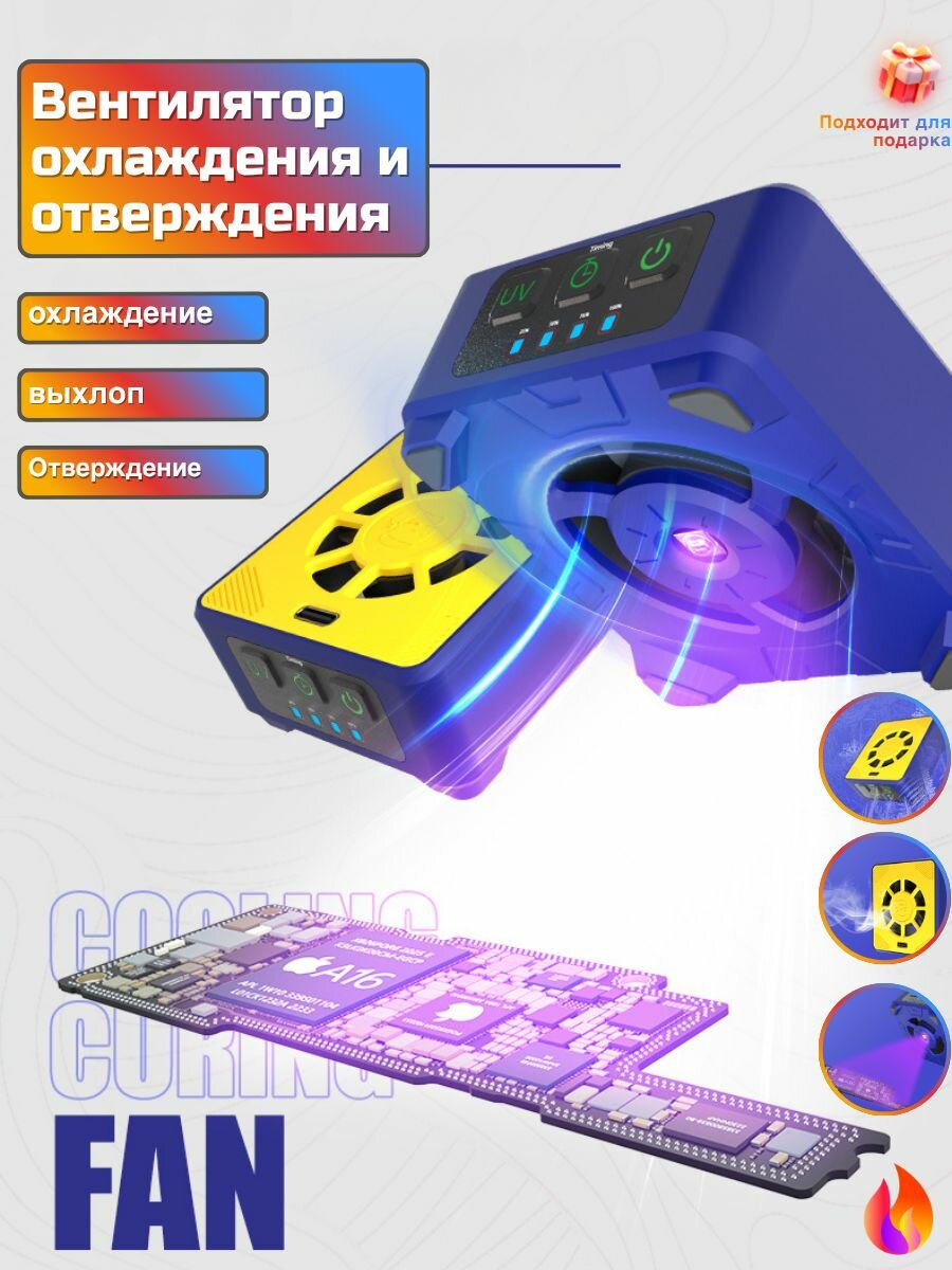 3 В 1 УФ-отверждающий Вентилятор, 3-скоростная Регулировка, Быстрое Рассеивание Тепла И Удаление Дыма Для Ремонта Сварки