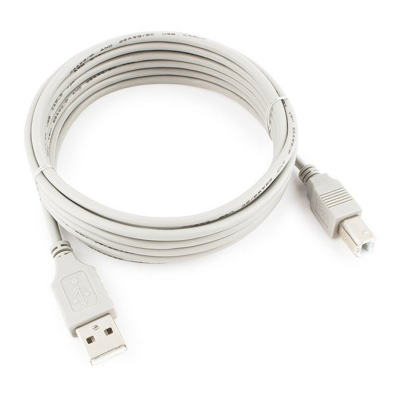 Кабель Gembird USB A 2,0-USB B, М/М, 3 м, белый (CC-USB2-AMBM-10)
