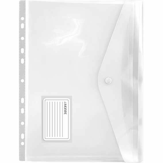 Карман для документации deVENTE расширяющийся, А4, 140 мкм, горизонтальный, полипропилен, 11 отверстий, на кнопке, прозрачный (3050404)