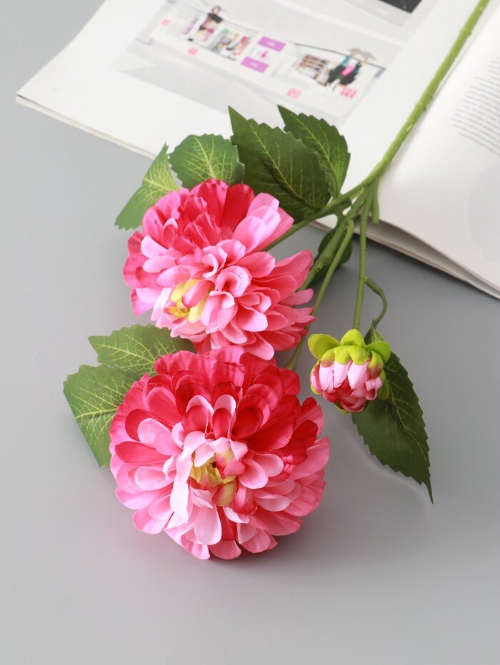 Цветы искусственные "Хризантема Бранхил черри" d-9 см 49 см, тёмно-розовый 10935331