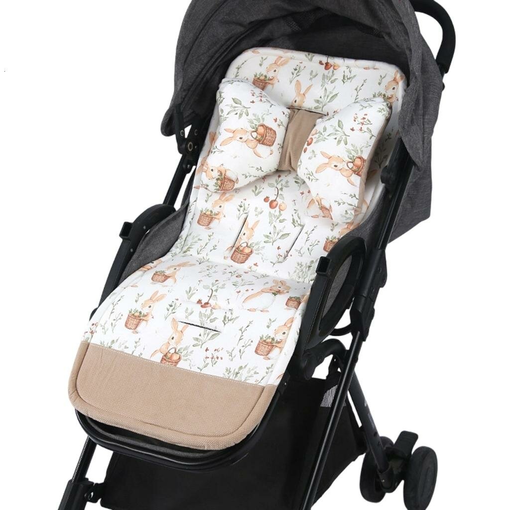 Двусторонний матрас для коляски с подкладкой, - Кроличий стиль