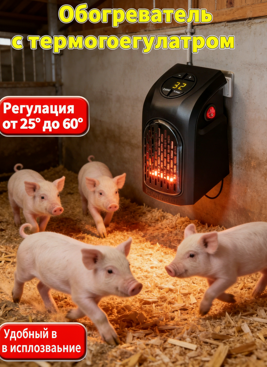 Обогреватель длЯ курЯтника безопасный с терморегулЯтором 35㎡