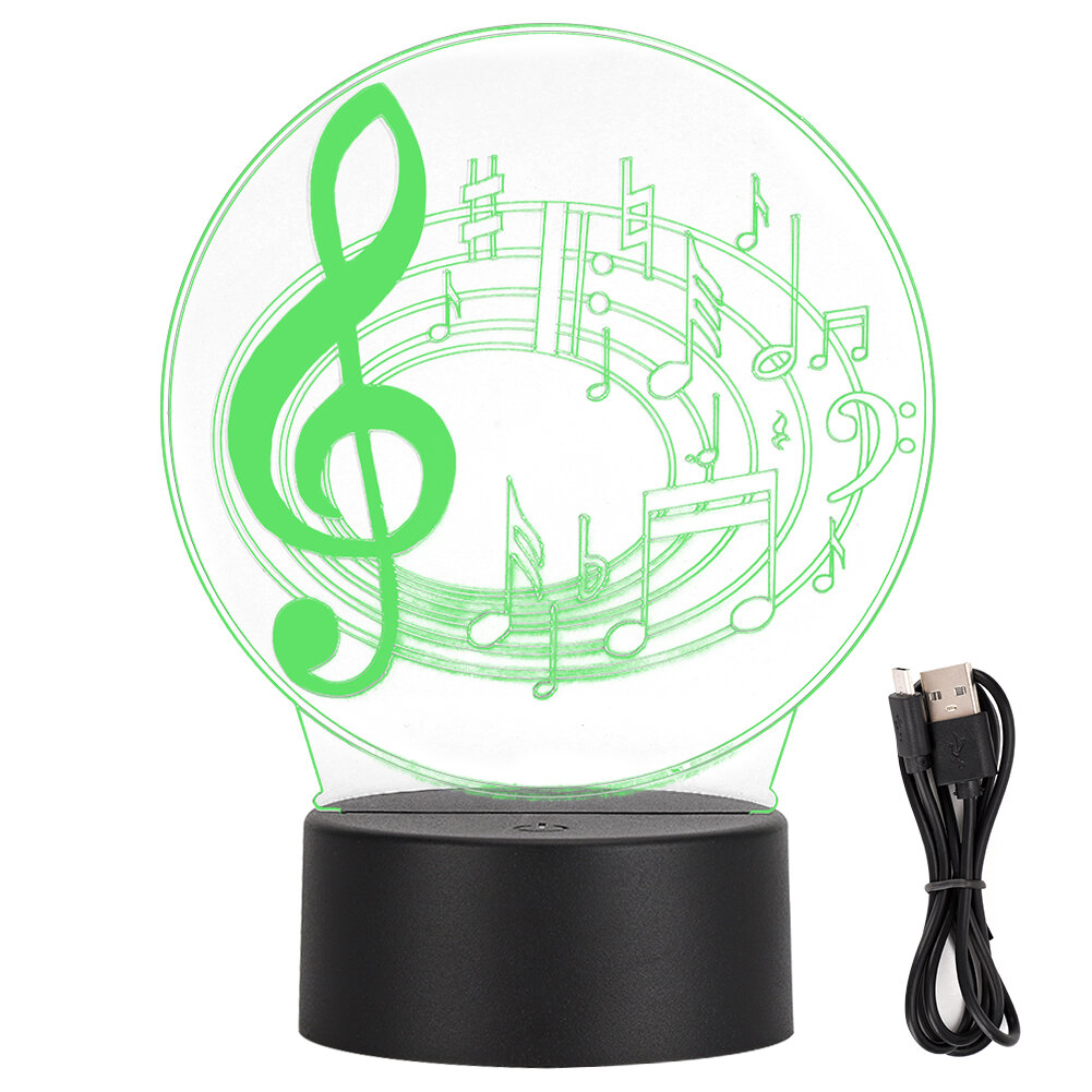 3D Musical Notes LED Light USB Touch Table Desk Night Lamp Color Change