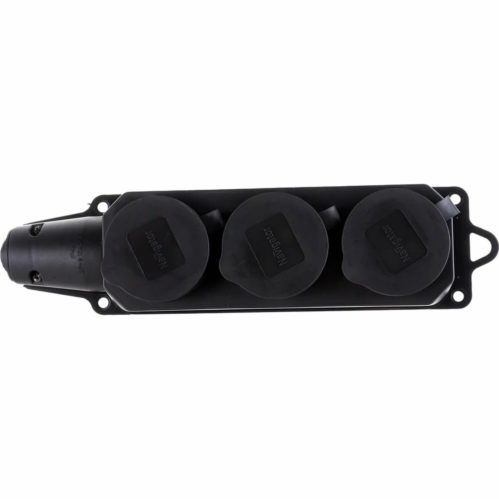 Колодка Navigator, NCA-BLR2-03-16A-E-IP44-BL, 3 гнезда, с/з, каучук, черная 61372