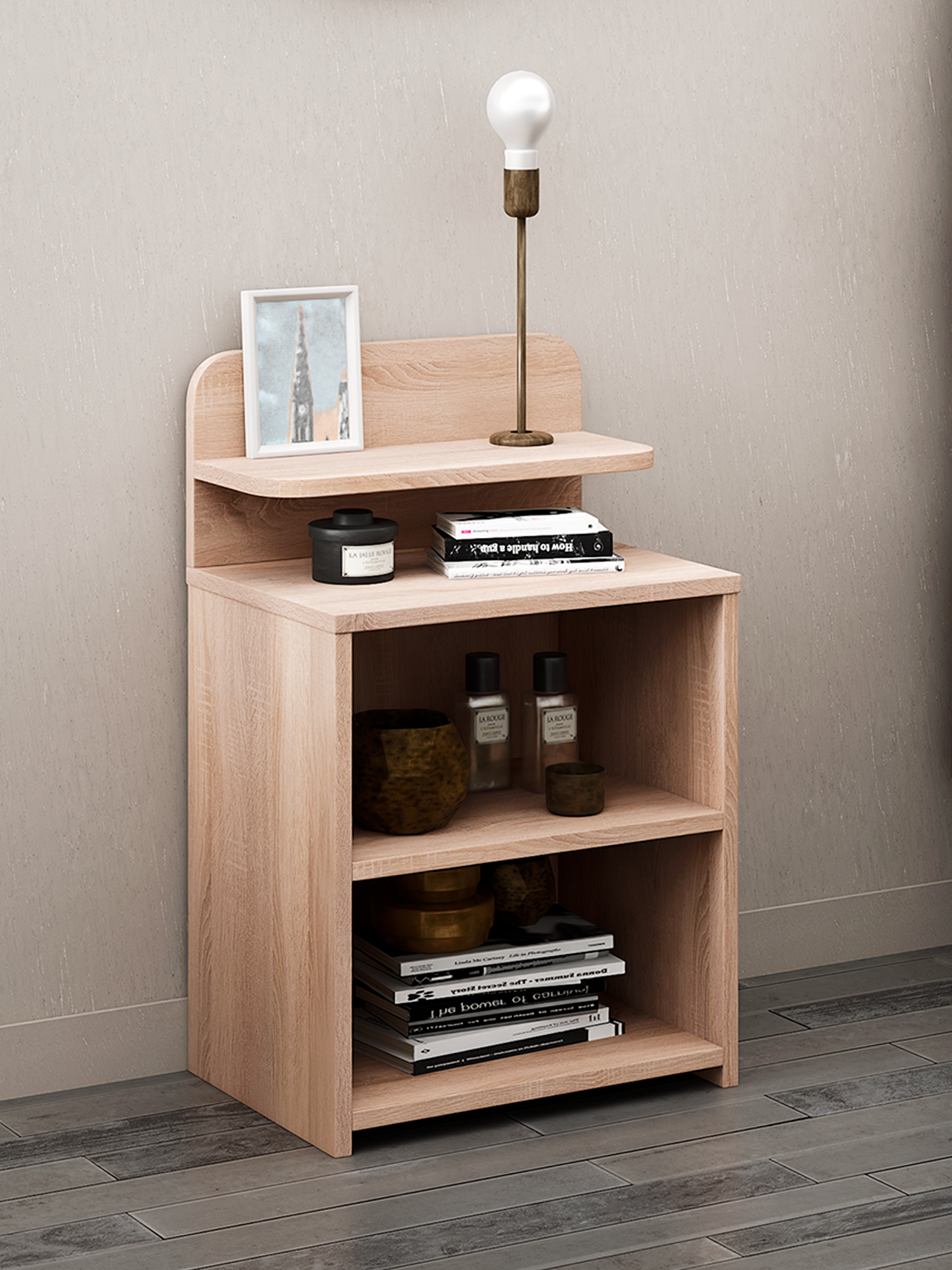 Тумба Vitto-106 дуб сонома с полками, прикроватная, для прихожей, под стол, в коридор, в спальню, офисная