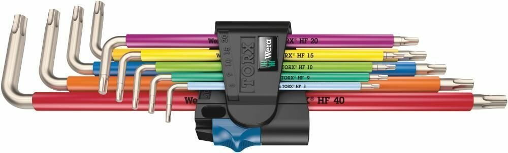 Набор Г-образных ключей WERA, с фиксацией, нерж, 9 пр, 3967/9 TX SXL Multicolour HF TORX Stainless 1 TX 8/9/10/15/20/25/27/30/40
