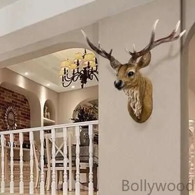 Голова оленя на стену из дерева, рога оленя сборная модель деревяннаяBollywood