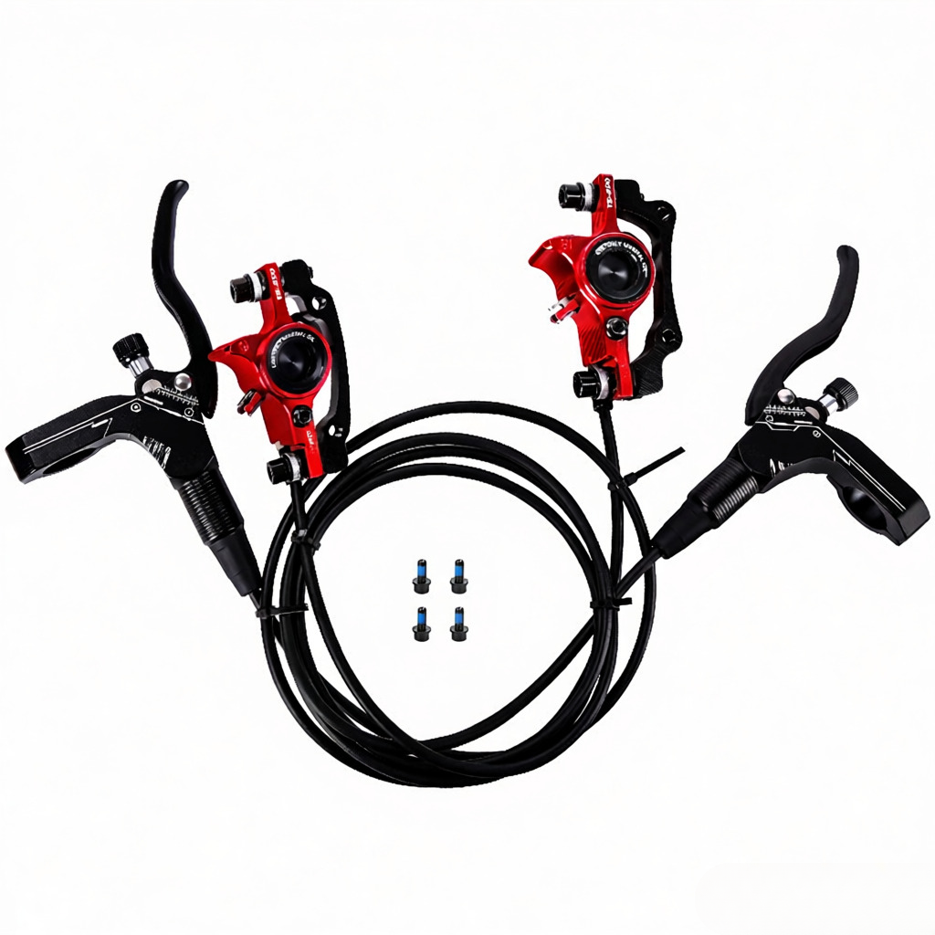 Набор гидравлических дисковых тормозов для велосипеда MTB с передними и задними суппортами, рычагами тормозов левым и правым, диском ротора 160мм, черного или красного цвета, материал алюминиевый сплав, тип передний левый и задний правый или передний