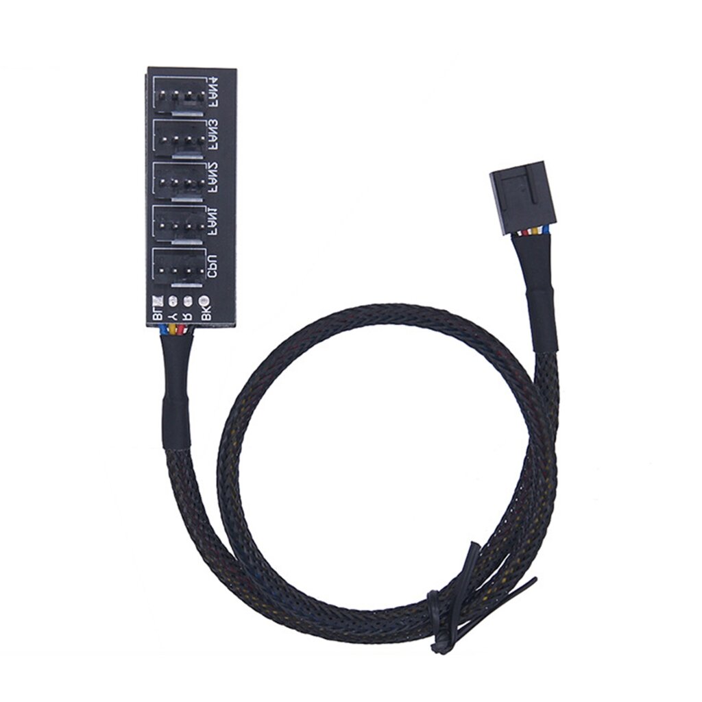 5 Way Fan Adapter Hub for 4Pin PWM CPU and Case Fans with Secure Mounting