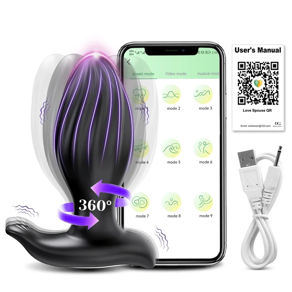 Массажер простаты с управлением через приложение, вибратор, Мужская Анальная пробка с AP56-APP-BK