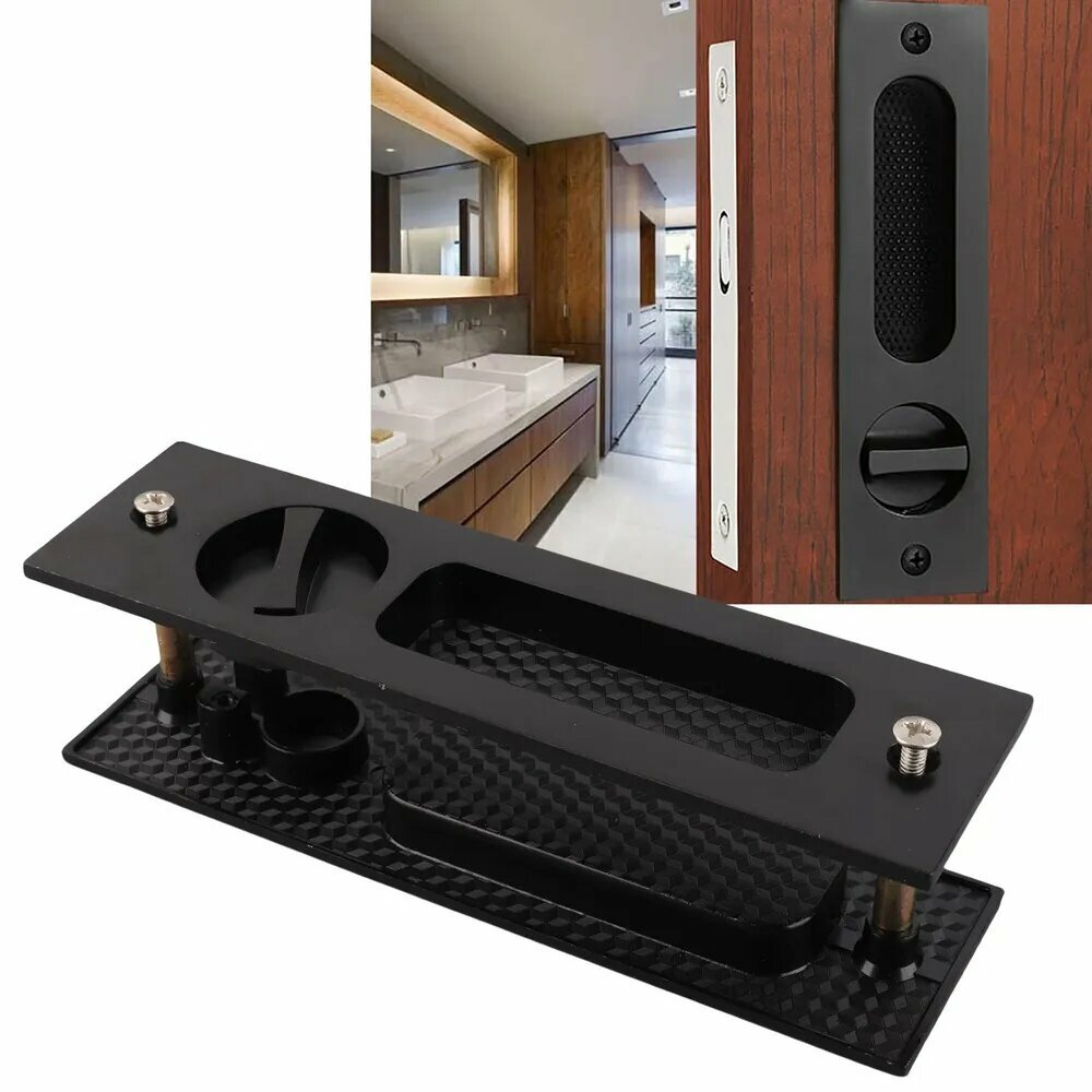 Замок раздвижной двери, раздвижная дверь балкона ванной комнаты, простой невидимый дверной замок (черный квадрат)