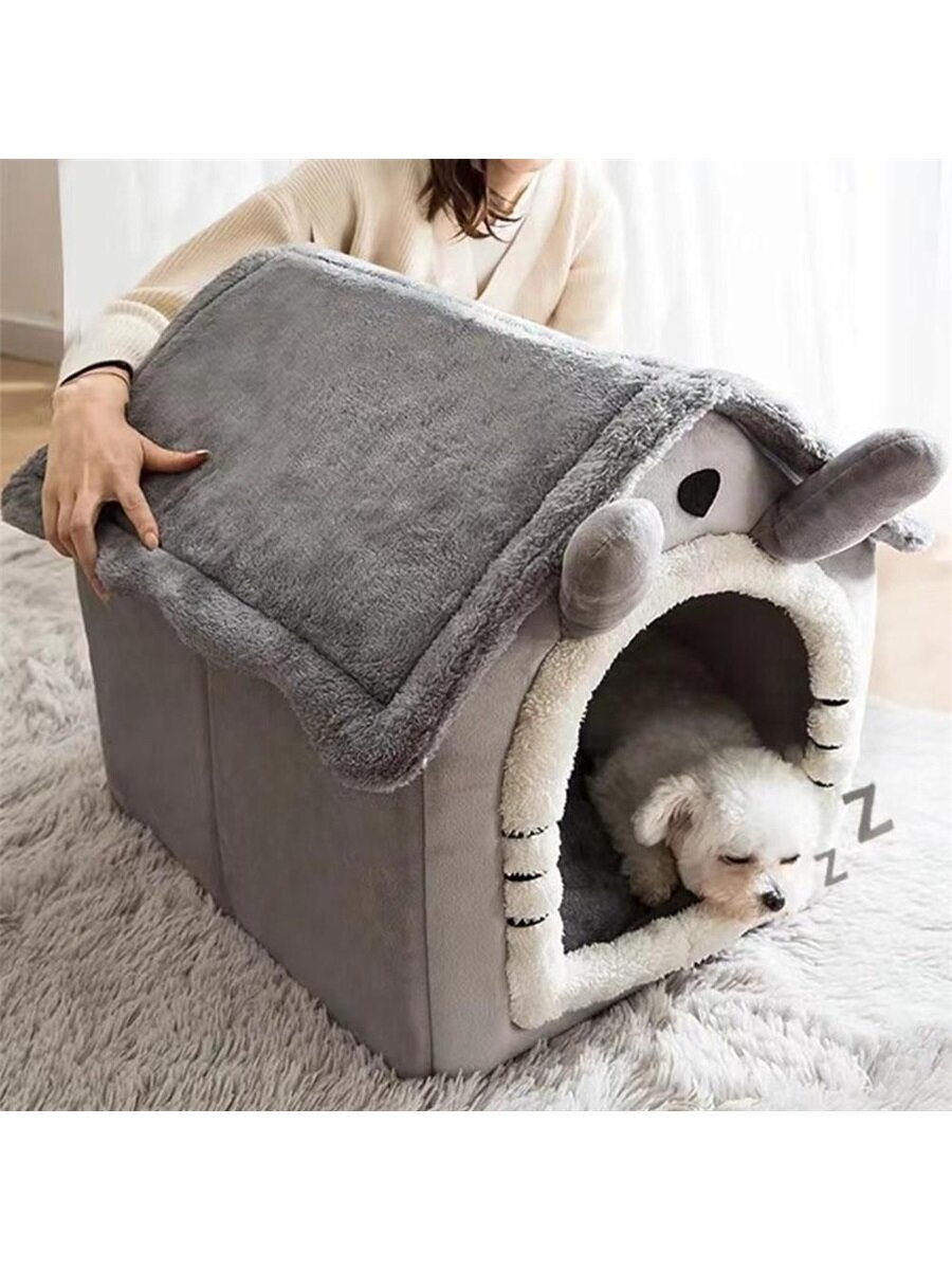 Иглу для питомцев зимняя: для мелких собак (тейдзи) и кошек, утеплённая, с разборным чехлом