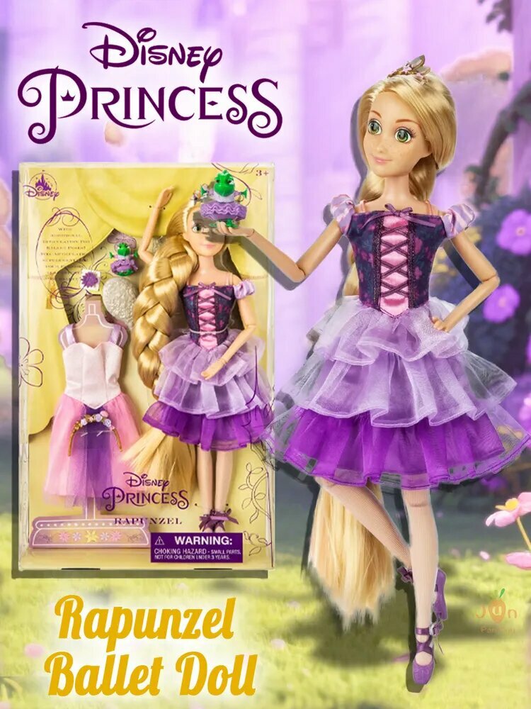 Рапунцель дисней принцесса Disney Princess Rapunzel Ballet / игрушки для девочек, кукла шарнирная, с двумя комплектами балетной пачки, подходит для подарок на день рождения от 3 лет и старше
