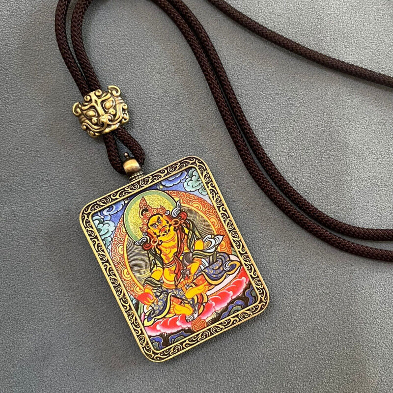 Пятисторонний Бог Богатства Тханка Подвеска Амулет Ожерелье Желтый Бог Богатства Черный Бог Богатства Коробка Гаву Талисман Год Зодиака Страж Будды