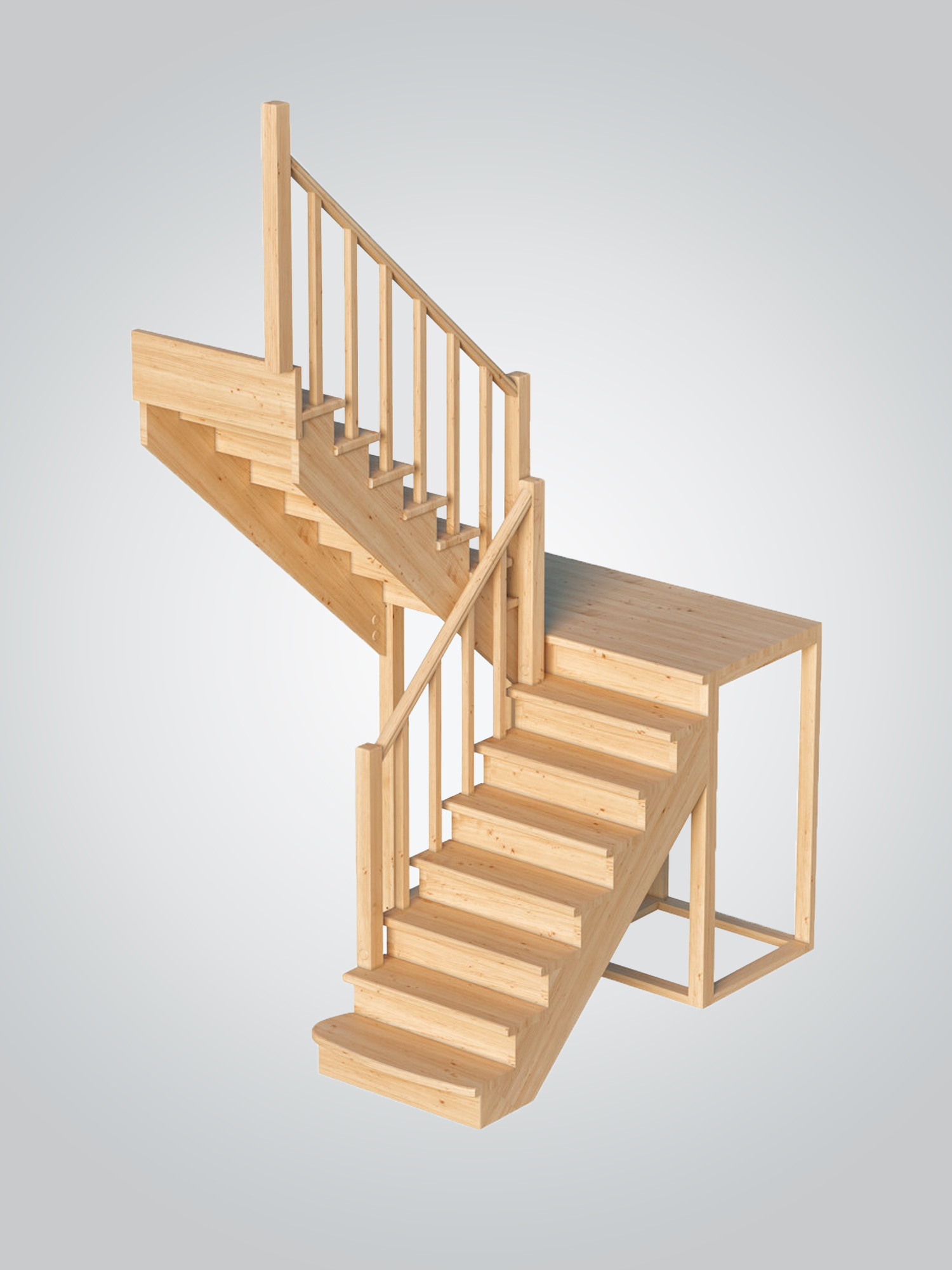 Лестница на второй этаж К-004м/1 Левая с подступенками