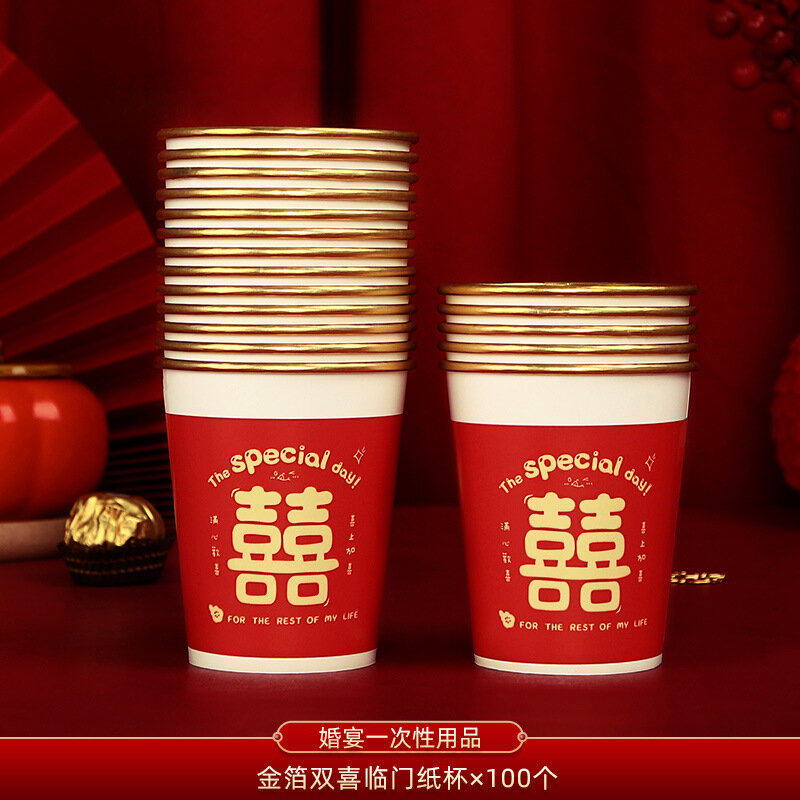 Одноразовые миски, набор для свадьбы с миской и палочками, праздничная утолщенная миска для свадьбы, банкетная посуда, бумажные полотенца, коллекция свадебных принадлежностей