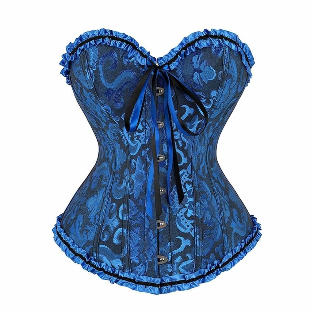 Ретро готический корсет с регулируемыми шнуровками, темно-синий - M