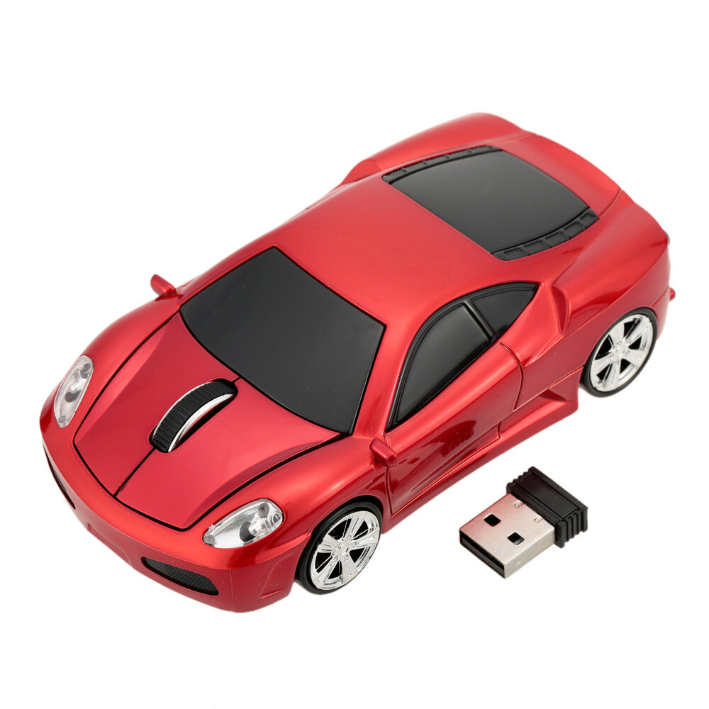 2.4GHz беспроводная оптическая мышь в форме гоночной машины USB 3 кнопки 1000 DPI/CPI для ПК ноутбука настольного компьютера цвет серебрный серый красный синий бирюзовый