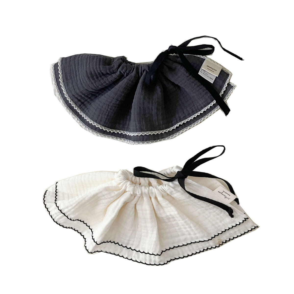 Корейский INS Чистый хлопок Четырехслойный хлопковый газовый слюнявчик Цветной блок с завязками 360-градусный анти-плюсок Молоко впитывающий слюнявчик