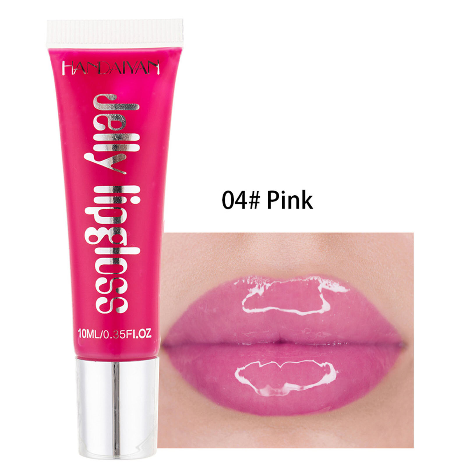 HANDAIYAN Candy Color Jelly Lip Gloss Glass Lip Gloss Mirror Moisturizing Lip Jelly Toot Lip Glaze Lip Protection 04# Pink