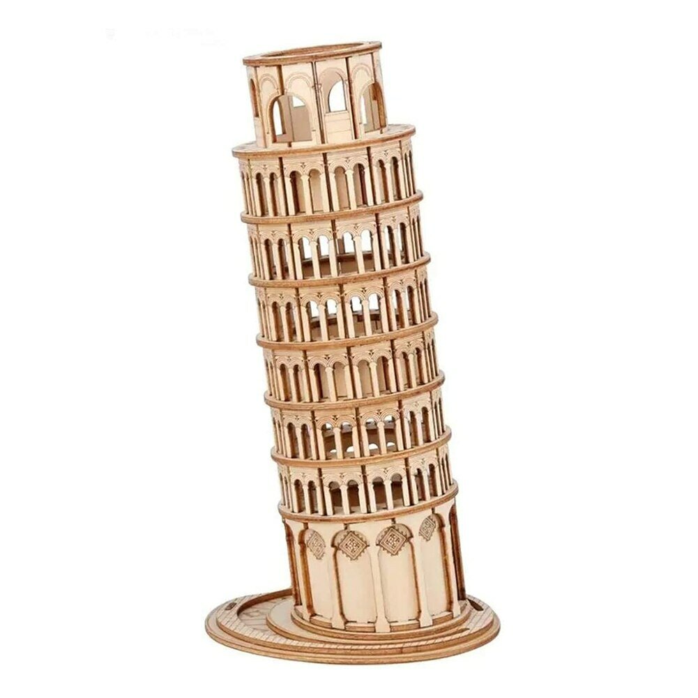 DIY наклоняющийся Пиза 3D головоломка Бумага собранная модель здания Игрушка Дети Мозг Учебная игра Мир головоломка Игрушка подарок головоломка (дерево)