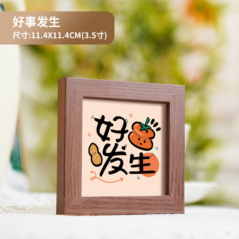 Маленькая квадратная рамка для фото на 3.5inch фото, креативный каллиграфический орнамент, миниатюрная деревянная рамка в стиле Ins, популярная декоративная рамка