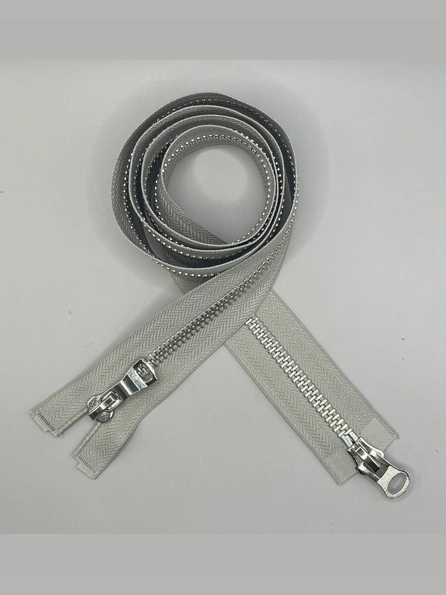 Молния (титан-легкий металл),110 см, тип 8, светло-серый, зубья никель(св. металл),2 замка.1шт.