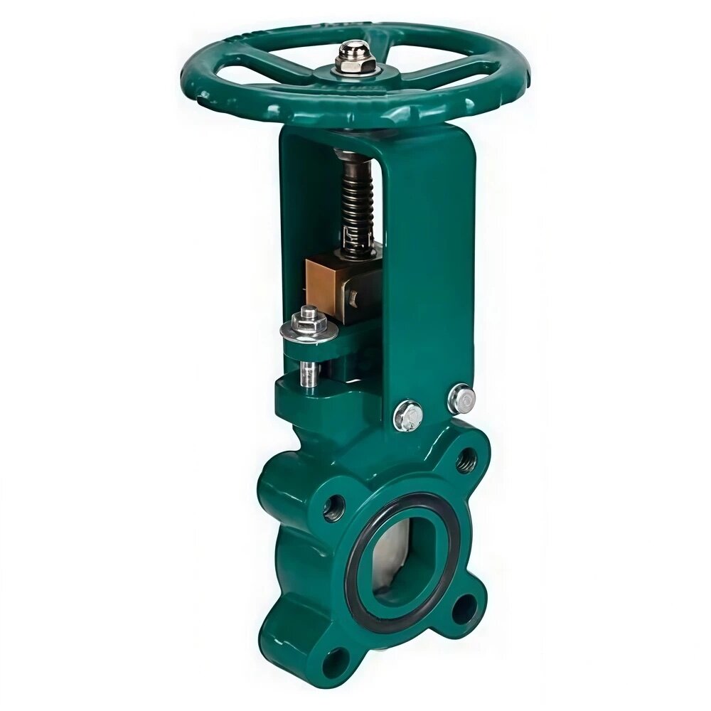 Задвижка шиберная DN.ru GGG40-304-EPDM-2W-Fb-S Ду150 Ру10 двусторонняя, межфланцевая, шпиндель - невыдвижной, корпус - чугун GGG40, шибер - нержавеющая сталь 304, уплотнение - EPDM, управление - штурвал, WENZ (опрессовано)