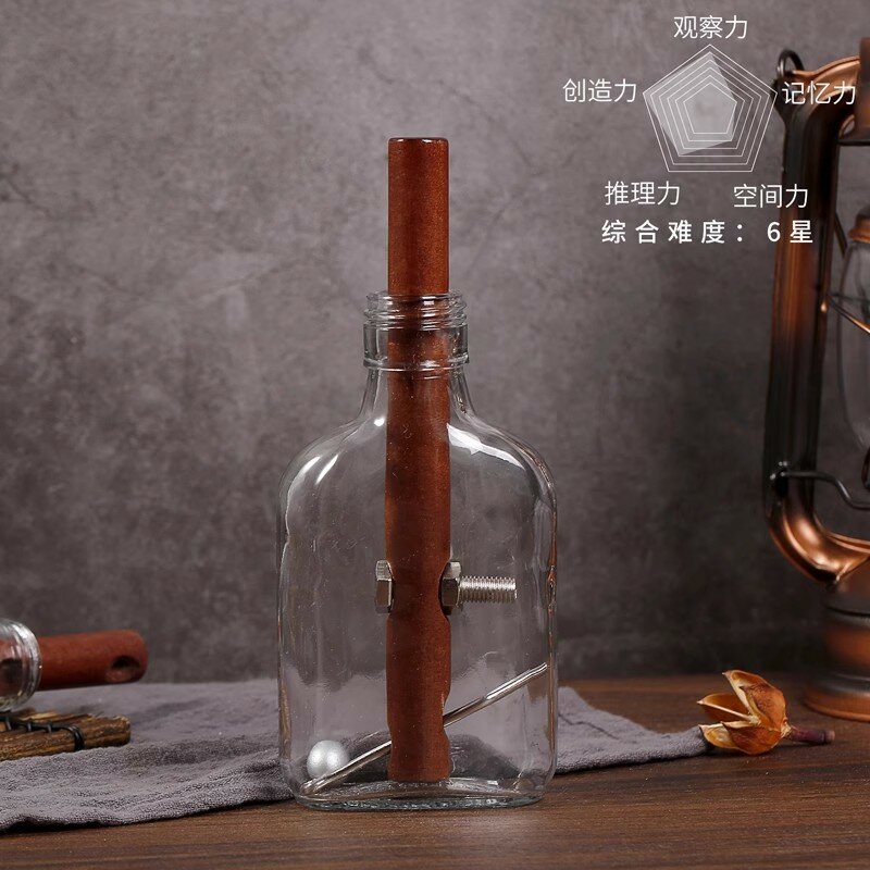 Креативная стеклянная бутылка, образовательная игрушка для детей, головоломка для взрослых, девять связанных колец, замок Лубан, пазл в стиле TikTok, разблокировка