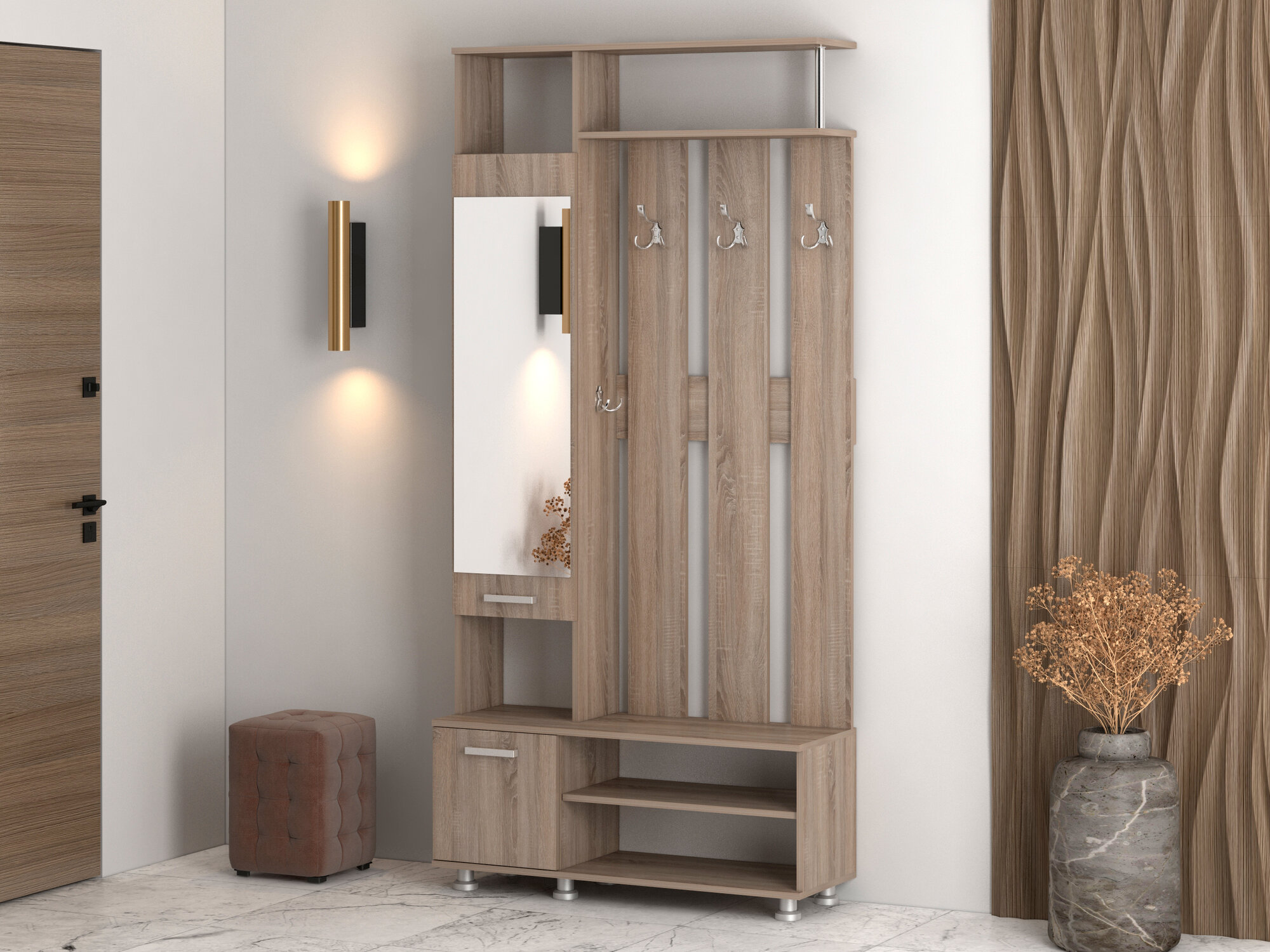 Прихожая " Хилтон тип 2", ЛДСП, дуб Винтаж оксид, 100х34х210см