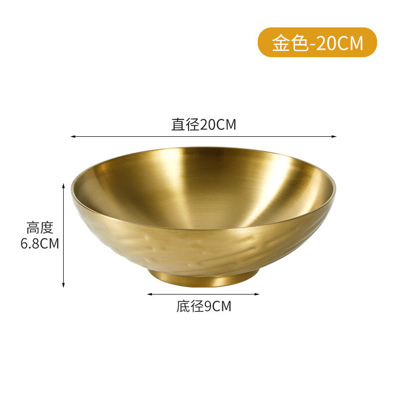 Корейская стильная холодная лапша в золотой чаше из нержавеющей стали 304, диагональная чаша, двойной слой, большая суповая чаша, рамен чаша, рисовая чаша, чаша для улиточной лапши