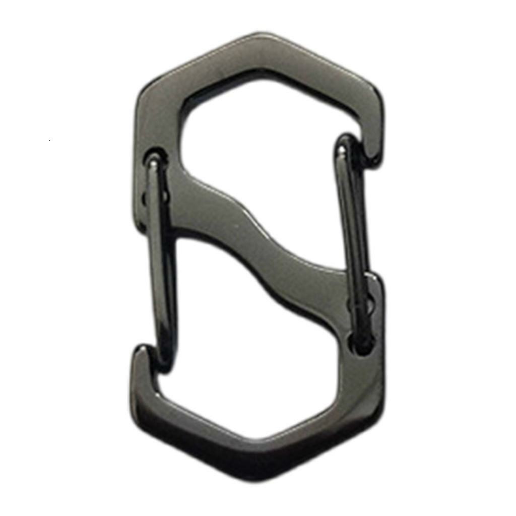 Мини-карабин S-образный из нержавеющей стали с замком, Черный - 16mm